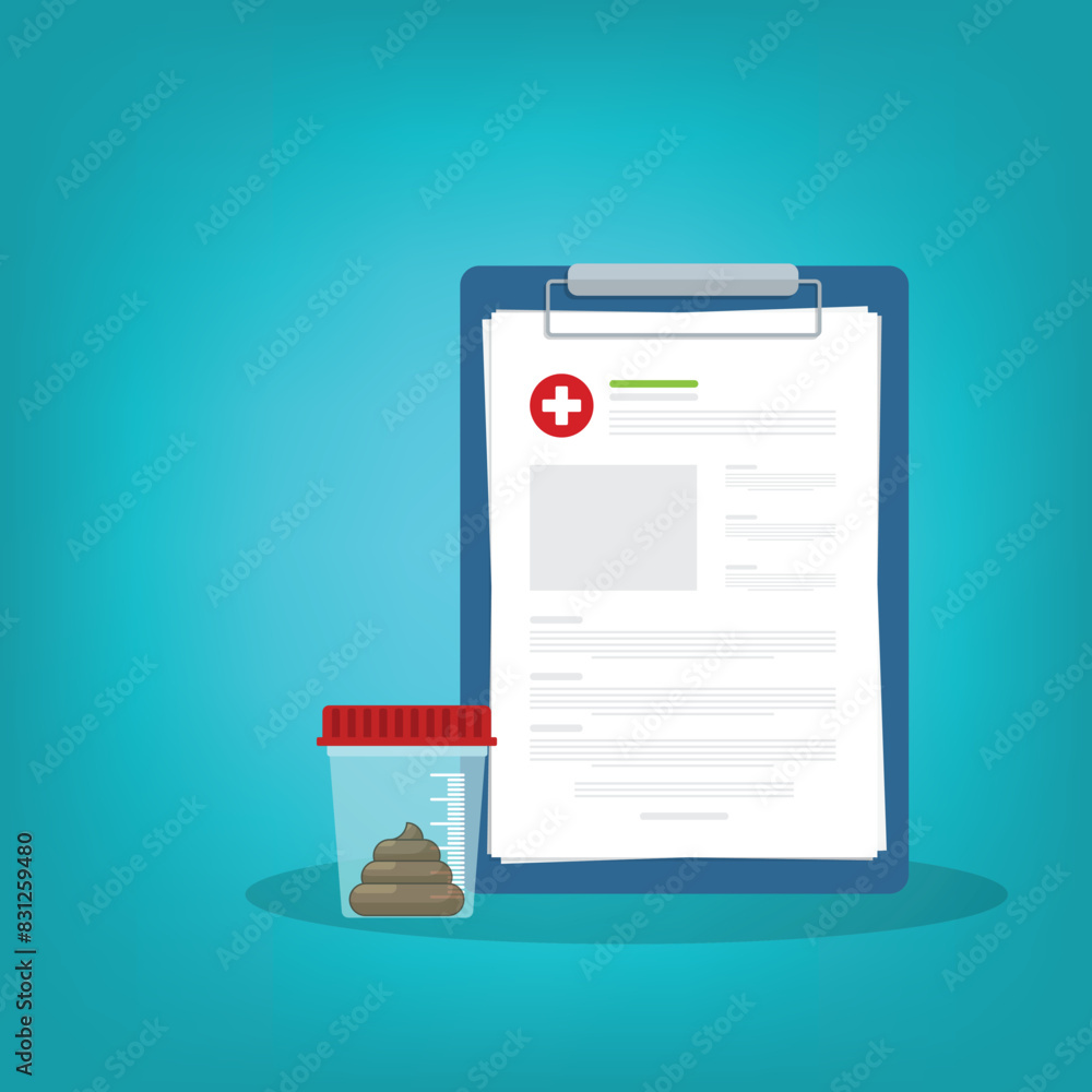 Stool analysis. Stool test feces icon. Stool sample in a plastic box ...