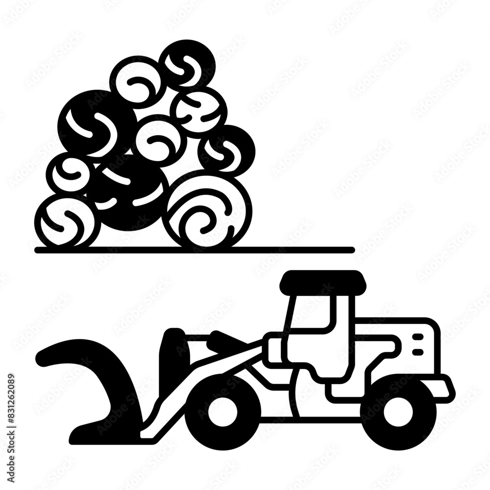 Knuckle boom forestry crane Logging and stacking at Wood Processing ...