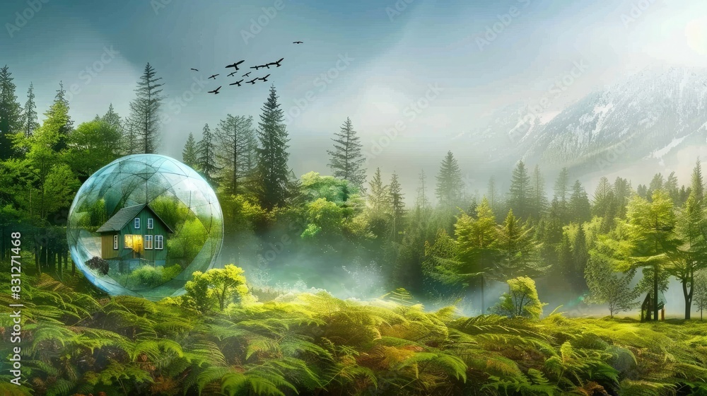 Glass Ball House is a real estate concept showing a house inside a ...