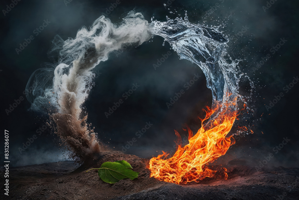 The four elements of nature in an awe-inspiring creative design. All ...