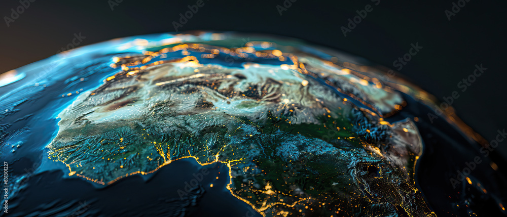 Modern clear, simple and detailed 3D African continent map background ...