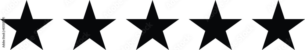Five Star icon, Five stars rating icon, Five Star Black Symbol ...