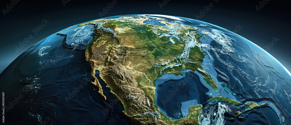 Modern clear, simple and detailed 3D North America continent map ...