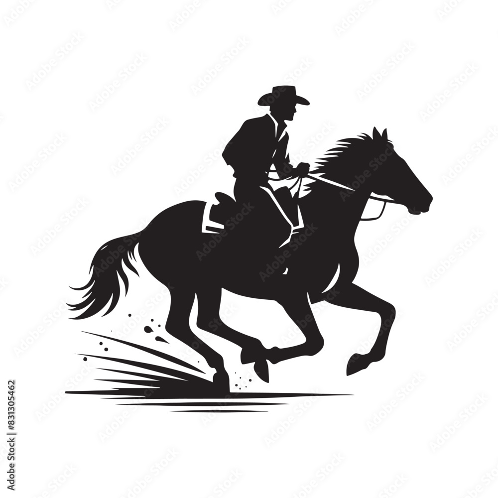 Cowboy riding on horse silhouette, perfect for logos and branding ...