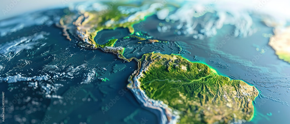 Modern clear, simple and detailed 3D South America continent map ...