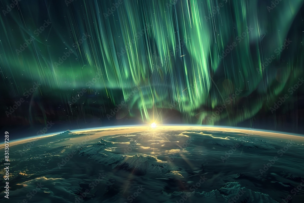 cinematic image capturing the awe-inspiring scene of a vibrant aurora ...