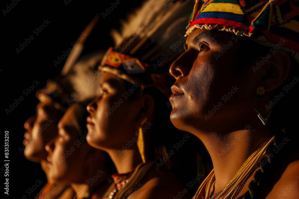 AI Image. Group of indigenous people of the Americas in traditional ...
