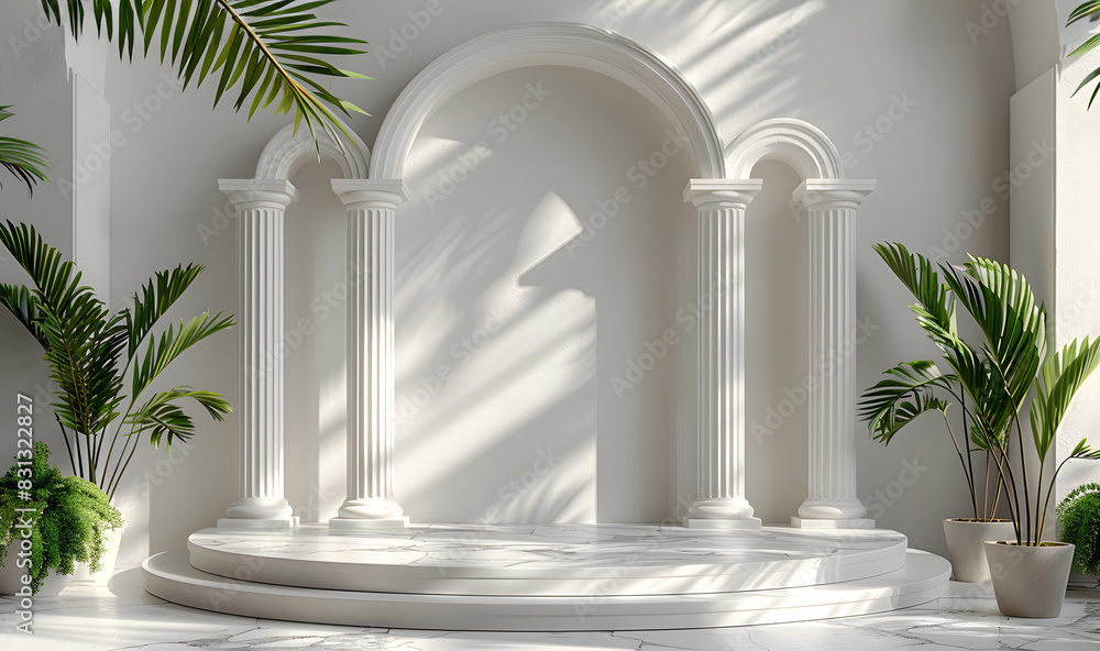 Background podium column 3d roman luxury greek white ancient display ...