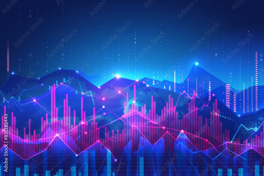 Futuristic finance market chart and business data graph showing growth ...