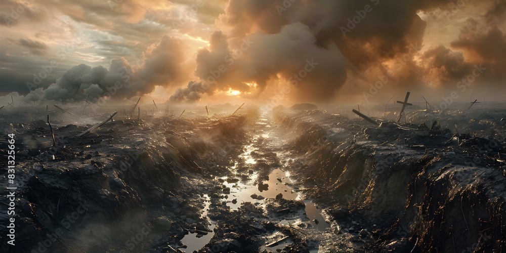 A visual depiction of conflict and struggle in trench warfare ...