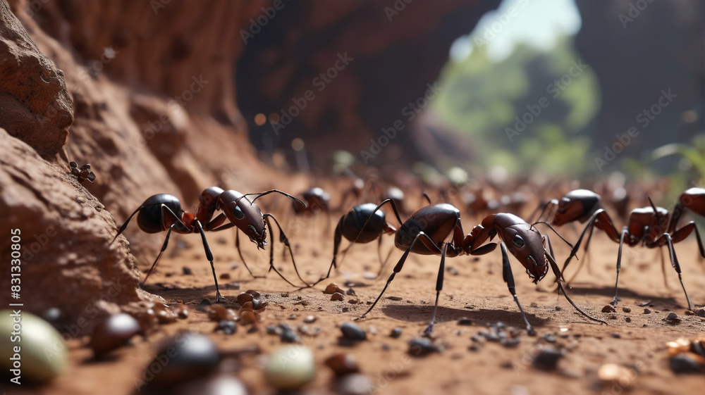 Within the Colossal Hive, giant ants march in disciplined ranks, their ...
