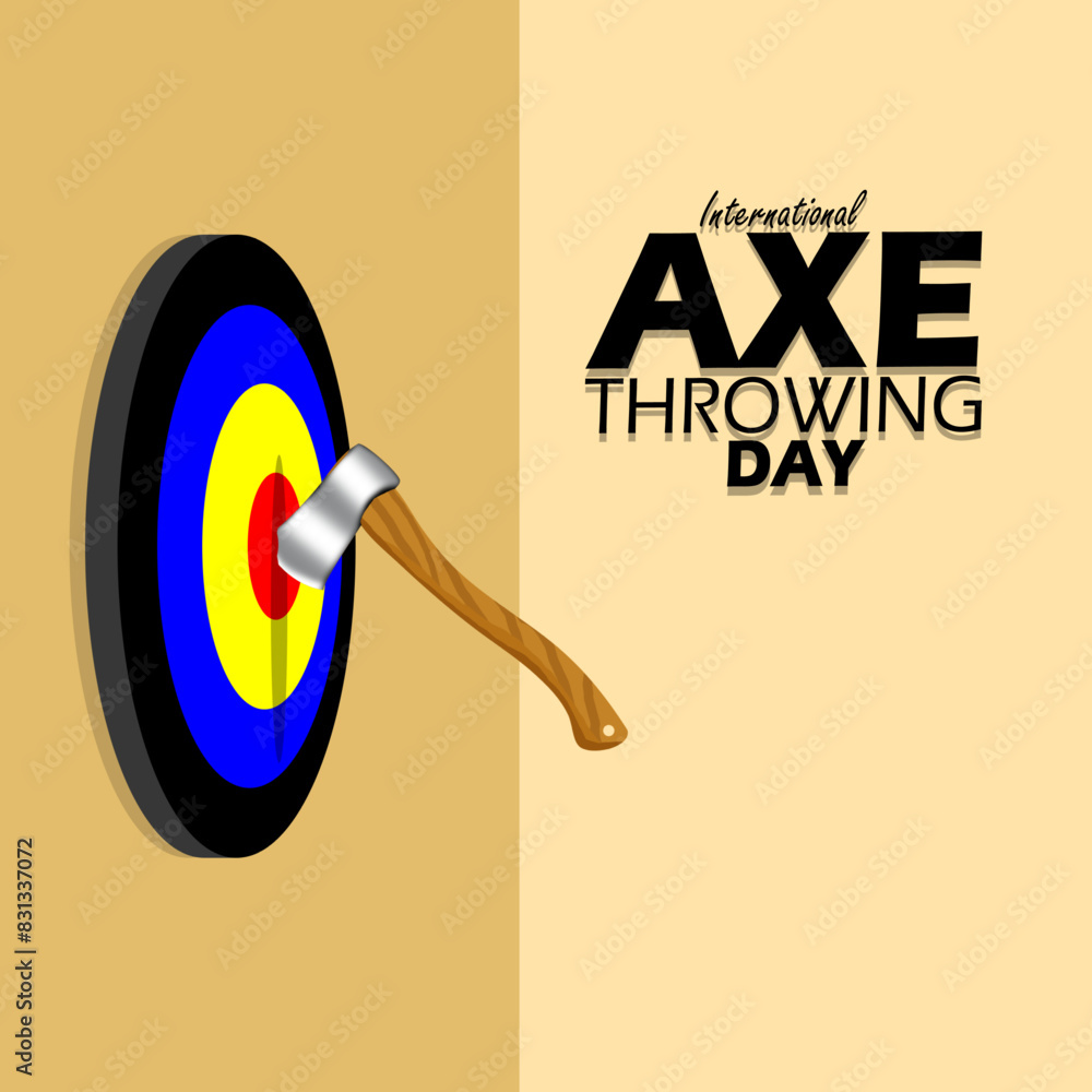 International Axe Throwing Day event banner. An axe stuck in a target ...