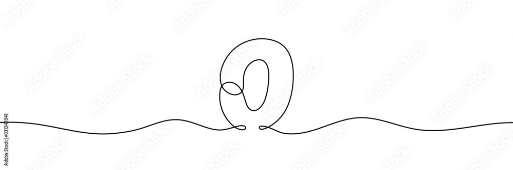 Number 0 is drawn by continuous line drawing. Editable line. Vector ...