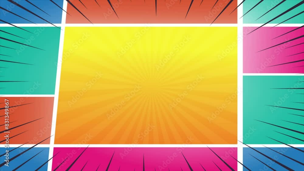 Comic background animation | 4k animated radial rays and dots pattern ...