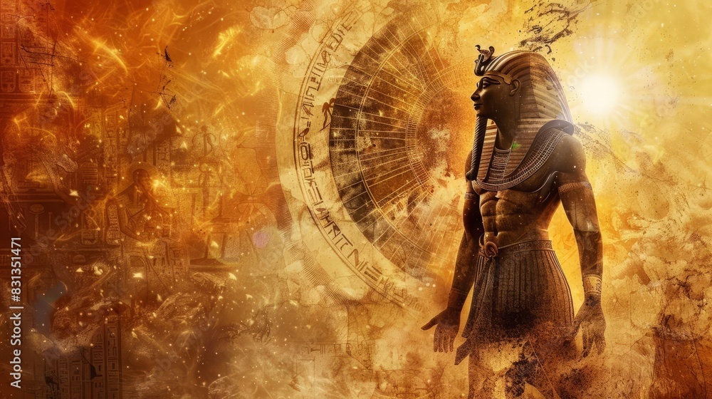 majestic ra egyptian sun god in cosmic creation scene ancient mythology ...