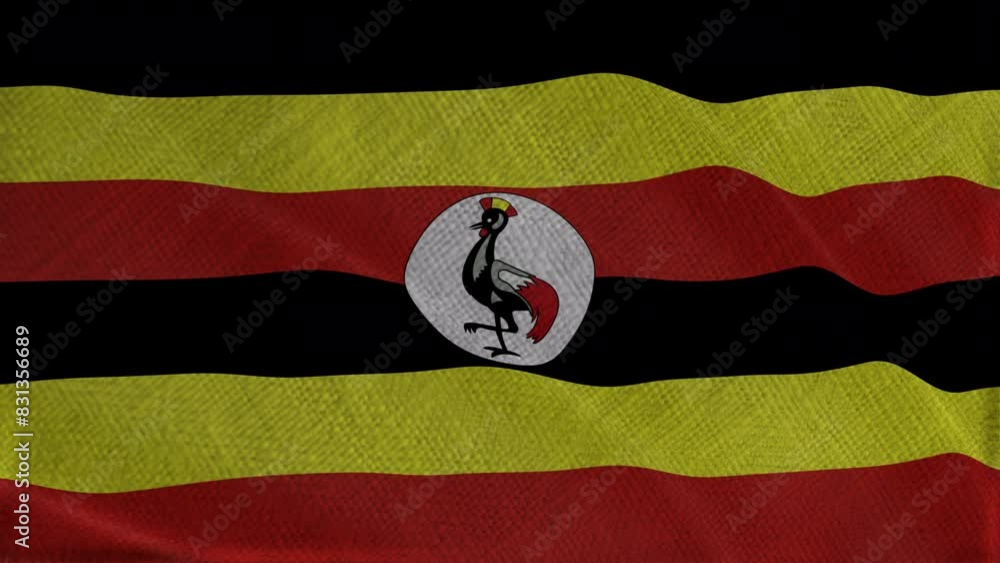 Flag of Uganda, Uganda 3D Animation flag waving in the wind. 4K Uganda ...