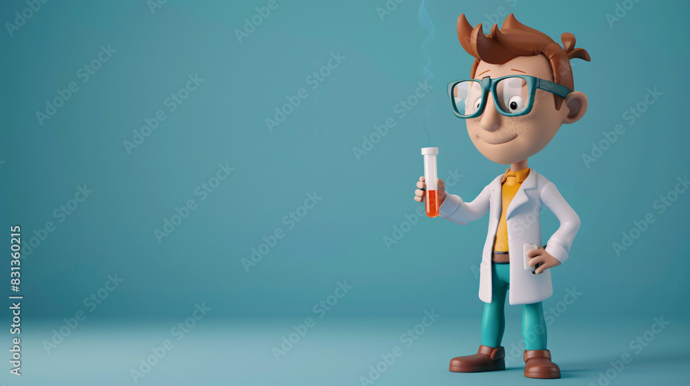 Introducing 3D Scientist: a charismatic cartoon mascot confidently ...