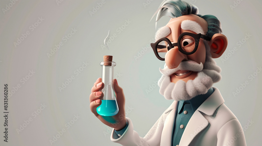 Introducing 3D Scientist: a charismatic cartoon mascot confidently ...