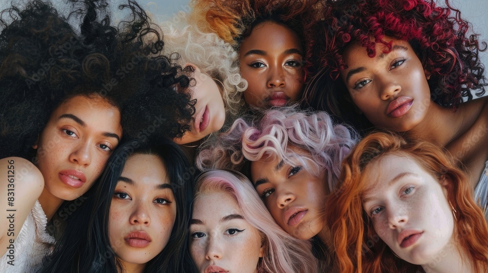 A group of women with different hair colors and styles are posing for a ...