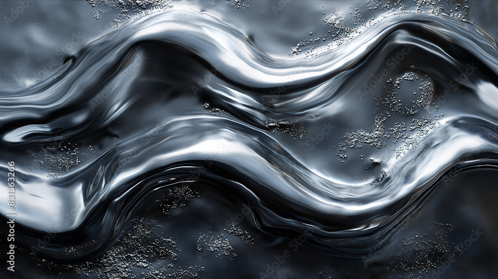 Abstract silver black acrylic painted fluted 3d painting texture luxury ...