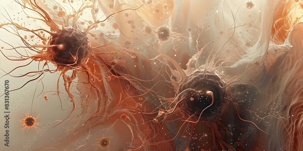 Malignant cancer cells spreading in human body concept of oncology ...