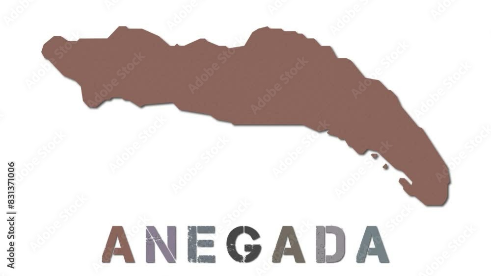 Anegada map with paper regions. Animated island map growing from ...