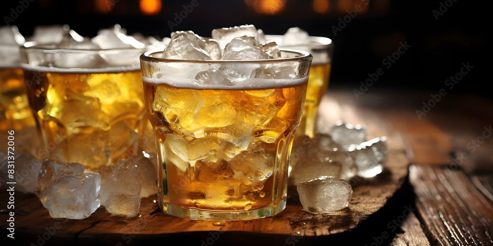 Keeping Beer Bottles Cold: A Bucket Filled with Ice. Concept Party ...