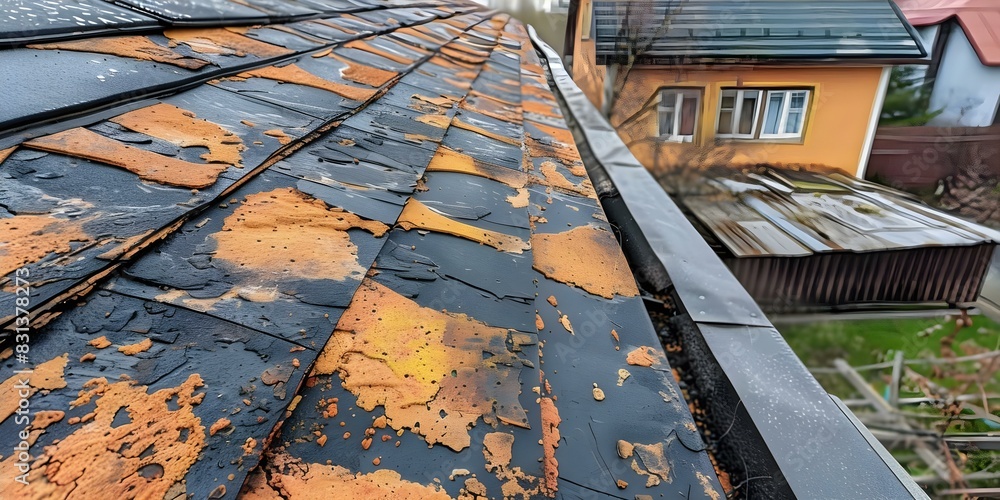 Roof condition assessment before and after maintenance work. Concept ...