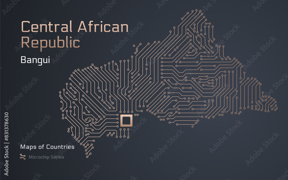 Central African Republic Map with a capital of Bangui Shown in a ...
