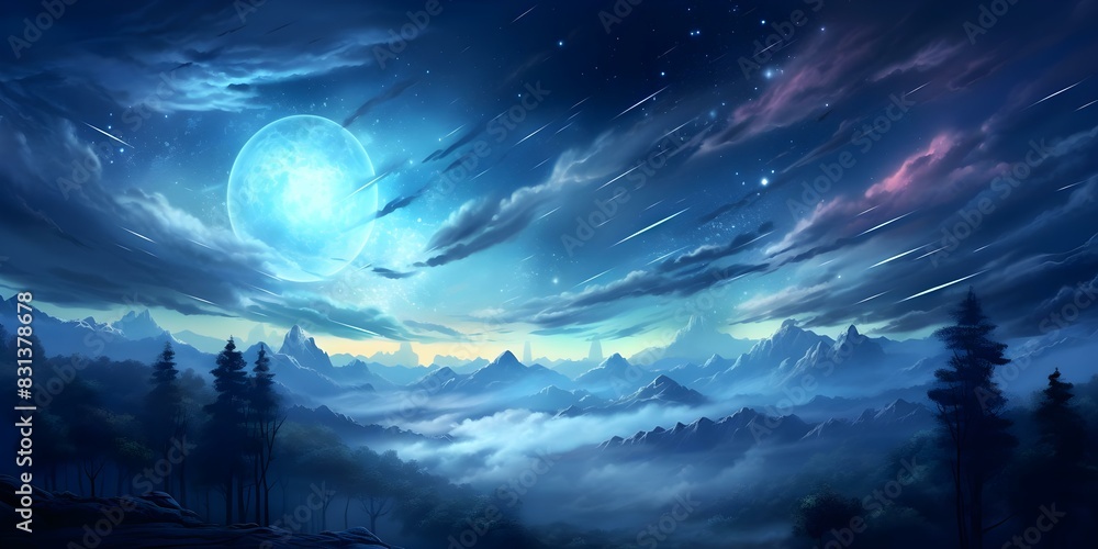Fantasy anime sky wallpaper with falling stars and beautiful starry ...