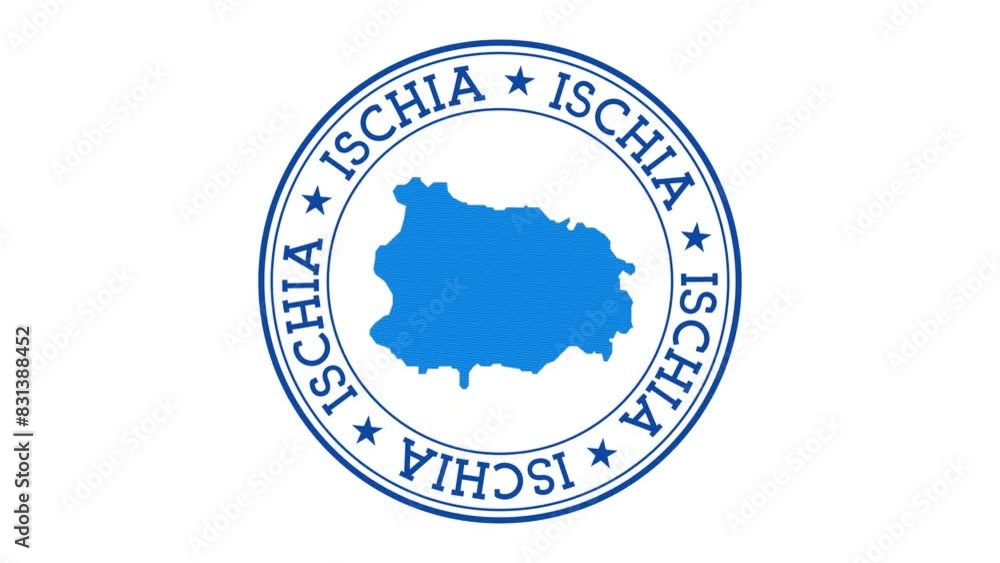 Ischia intro. Badge with the circular name and map of island. Ischia ...