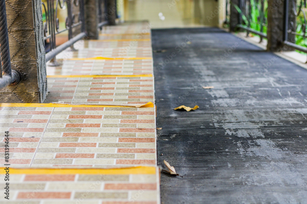 hospital stairs with two types of paths, namely terraces and steep ...