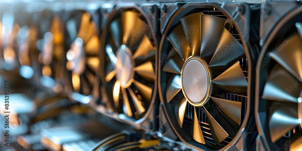 Closeup of computer fans inside a server crucial for cooling components ...