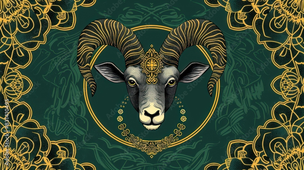Artistic Depiction of the Goat Zodiac Sign in Vector Format. Symbol of ...