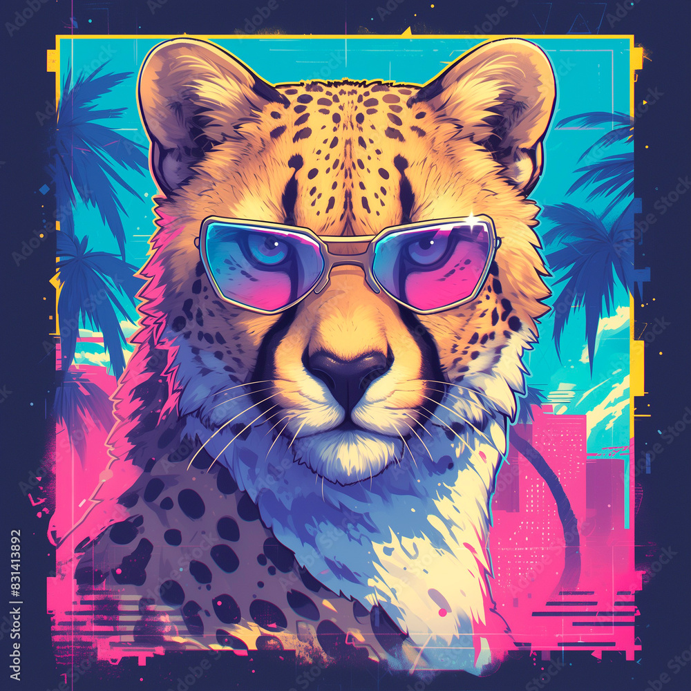 Cheetah guepard illustration badge for t-shirt design. Cheetah guepard ...