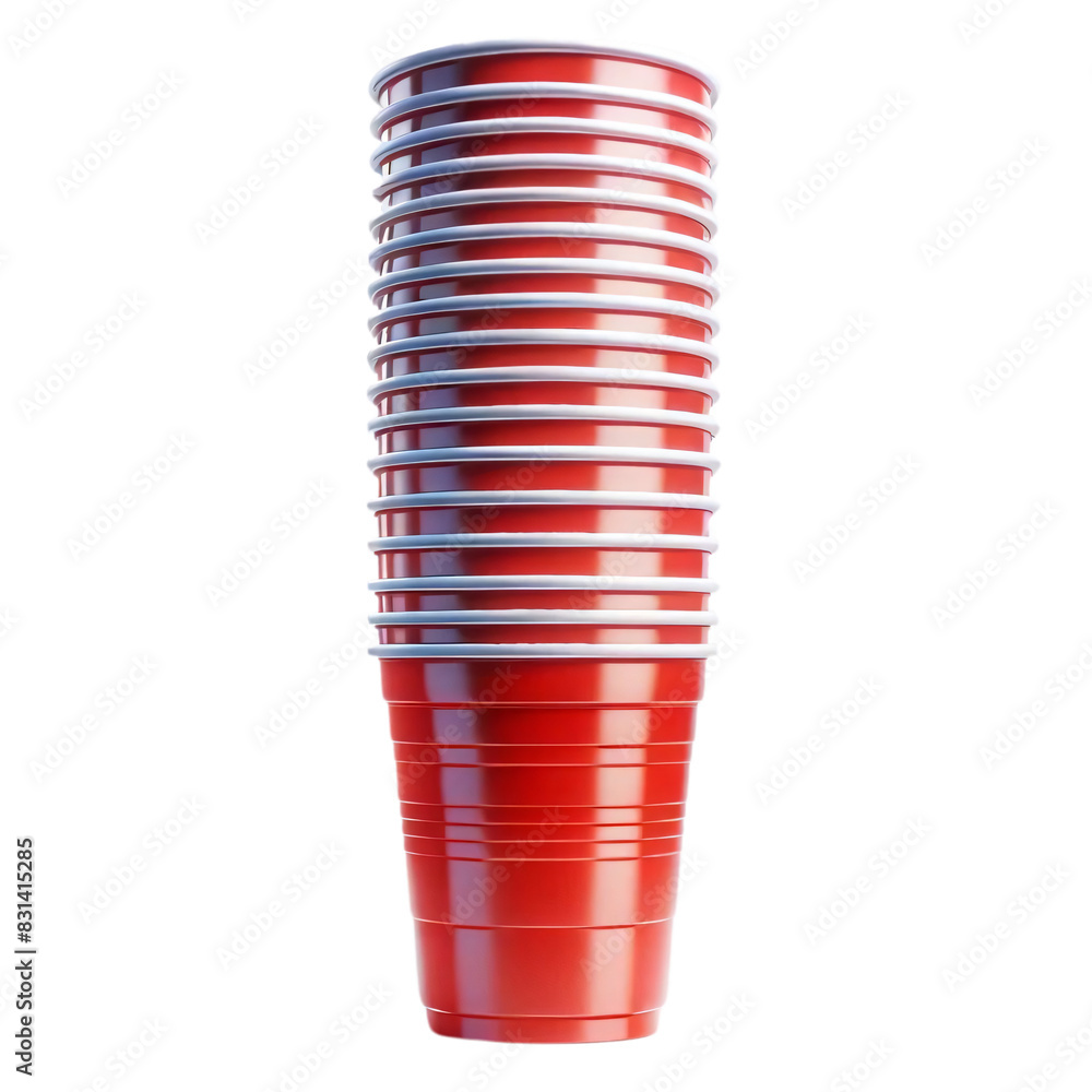 A stack of red plastic cups on a transparent background, similar to a ...