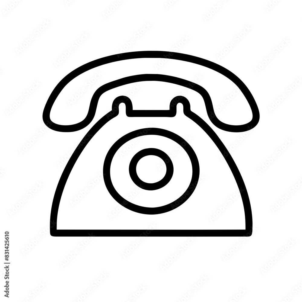 Simple Telephone Icon - Classic Landline Phone Symbol for Communication ...