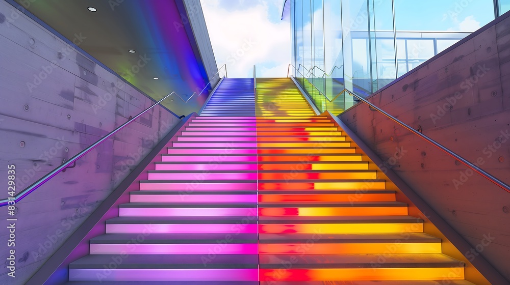 A modern staircase with a handrail that doubles as an interactive art ...