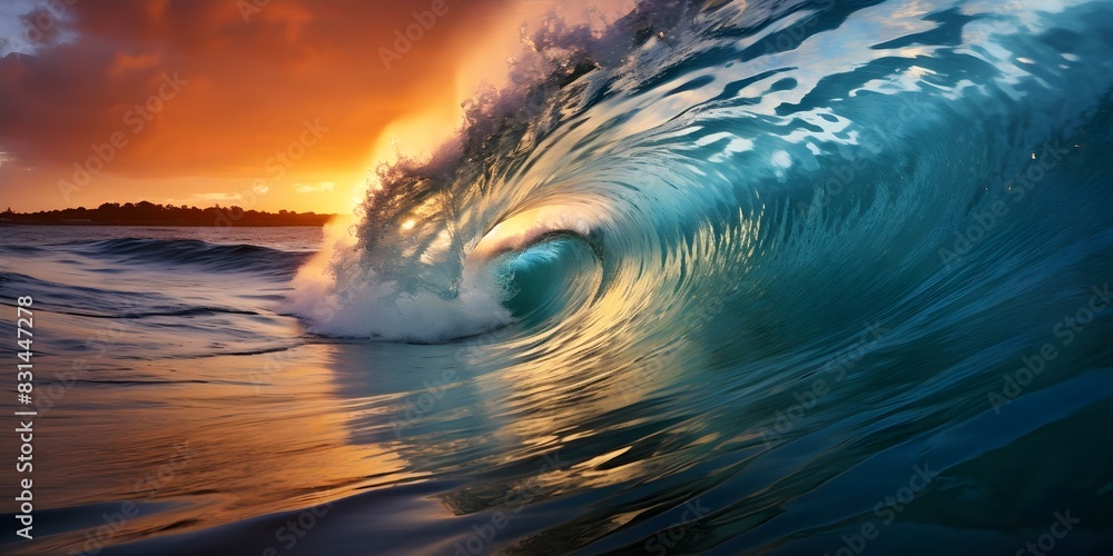 Captivating Ocean Wave at Sunset: Perfect for Travel Magazines and ...