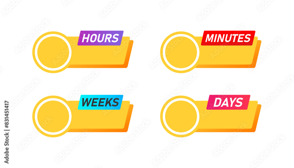 Weeks, days, hours, minutes countdown banner template. Promotion poster ...