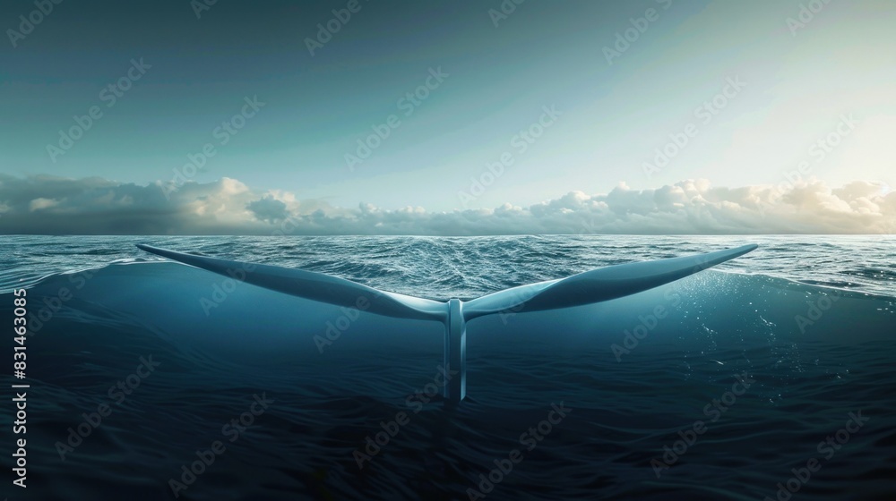 The graceful arc of a tidal turbine beneath the surface, silently ...