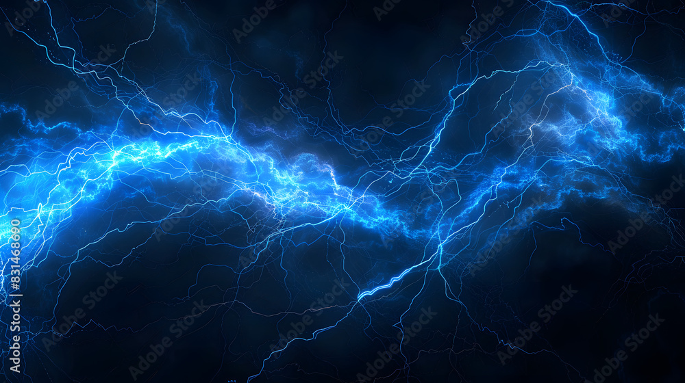 Blue lightning background, abstract electric energy on a black ...