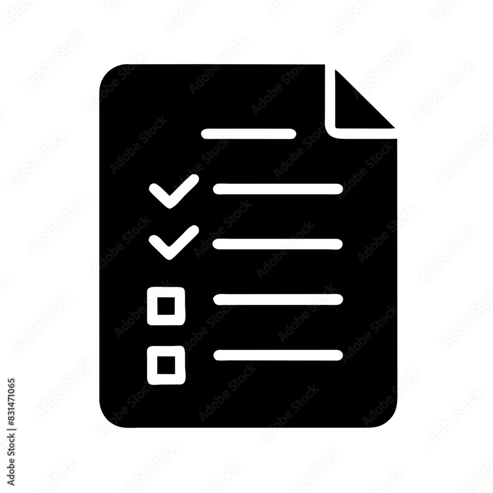 Minimalist Black Checklist Icon with Check Marks and Boxes Stock Vector ...