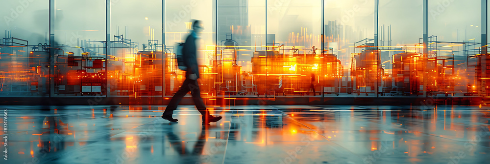 abstract office scene motion blur showing the dynamic movement of ...