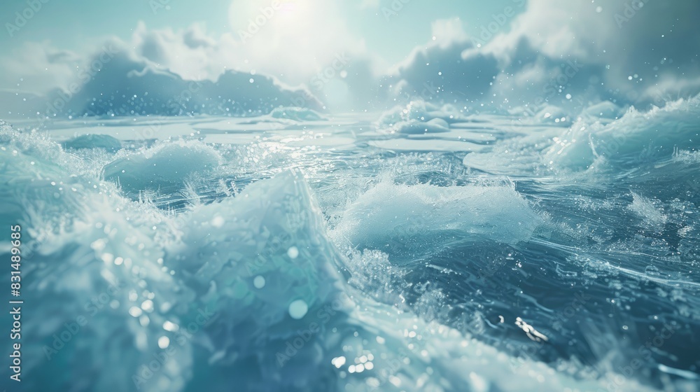 Sea ice cracking loudly under the pressure of changing tides, a ...