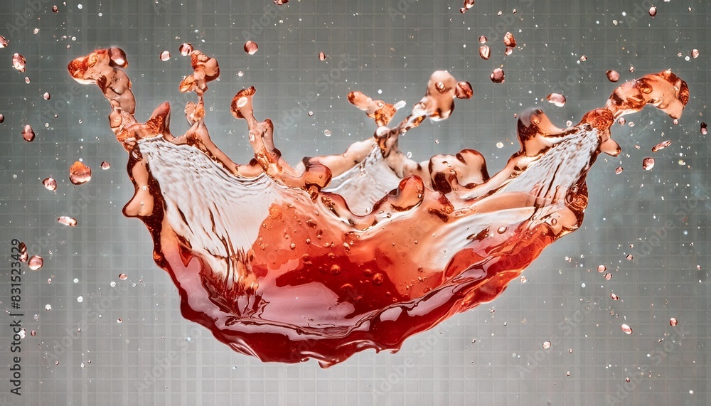 red berry jam splash with little bubbles fruit syrup isolated on ...