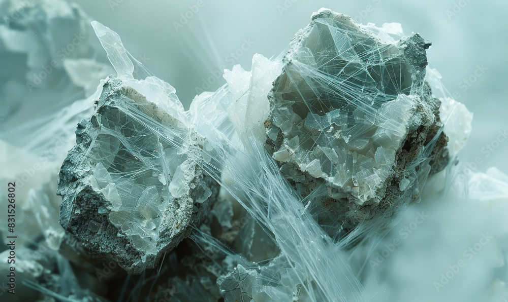 Close-Up Microscopic View of Asbestos Chrysotile Fibers on Rocks ...