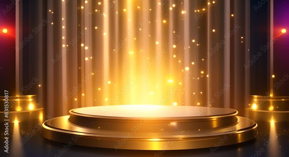 Golden podium with sparkling lights Award Ceremony Concept Seamless ...