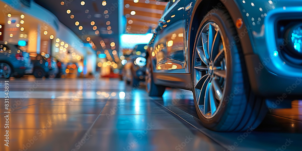 Perspective view of car dealership showroom Stock Photo | Adobe Stock