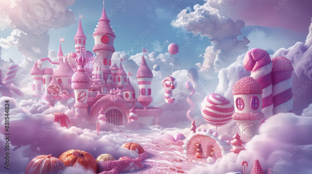 Candyland Castle A whimsical Halloween wallpaper depicting a candy ...